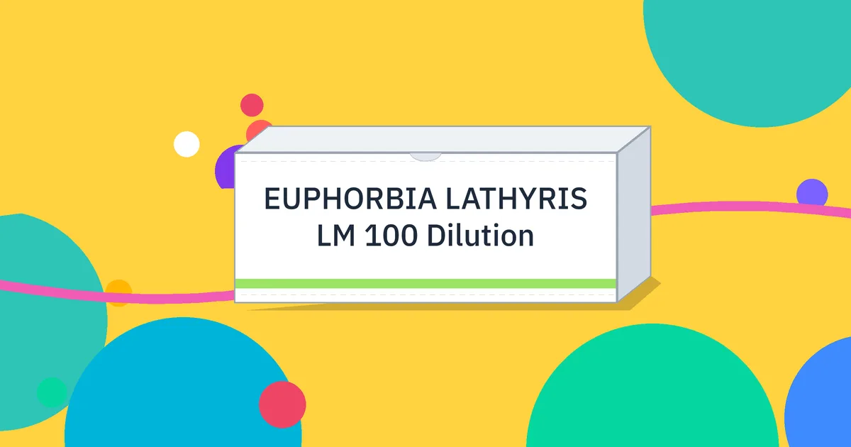 Symbolbild: Packung mit der Aufschrift EUPHORBIA LATHYRIS LM 100 Dilution (PZN 13482584) – Verfügbarkeit und Bezug in Apotheken in Frankfurt am Main