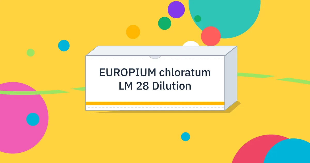 Symbolbild: Packung mit der Aufschrift EUROPIUM chloratum LM 28 Dilution (PZN 13484353) – Verfügbarkeit und Bezug in Apotheken in Frankfurt am Main