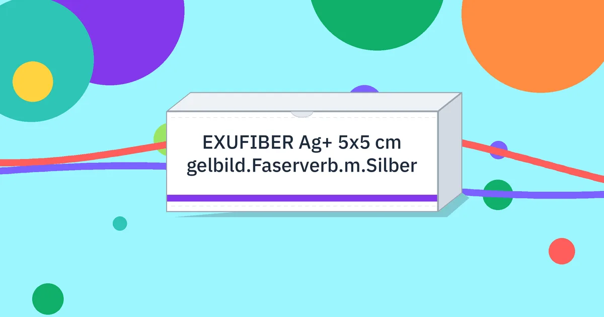 Symbolbild: Packung mit der Aufschrift EXUFIBER Ag+ 5x5 cm gelbild.Faserverb.m.Silber (PZN 20354349) – Verfügbarkeit und Bezug in Apotheken in Frankfurt am Main