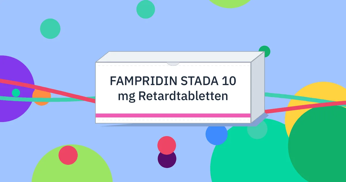 Symbolbild: Packung mit der Aufschrift FAMPRIDIN STADA 10 mg Retardtabletten (PZN 17975272) – Verfügbarkeit und Bezug in Apotheken in Frankfurt am Main