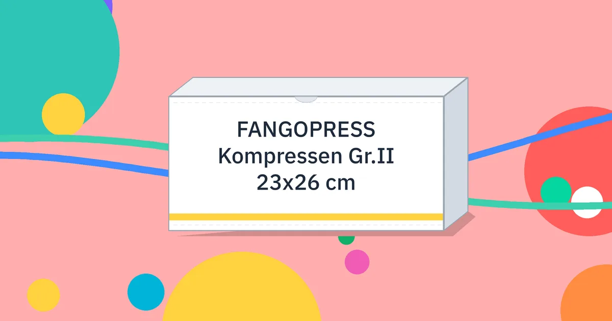 Symbolbild: Packung mit der Aufschrift FANGOPRESS Kompressen Gr.II 23x26 cm (PZN 02478013) – Verfügbarkeit und Bezug in Apotheken in Frankfurt am Main