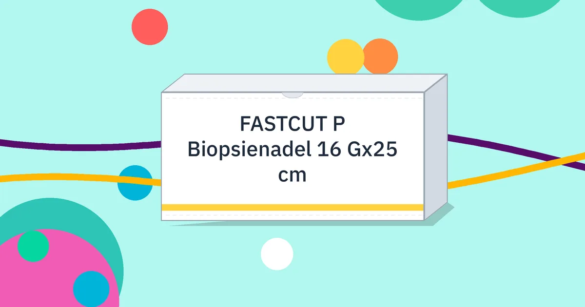 Symbolbild: Packung mit der Aufschrift FASTCUT P Biopsienadel 16 Gx25 cm (PZN 16946742) – Verfügbarkeit und Bezug in Apotheken in Frankfurt am Main