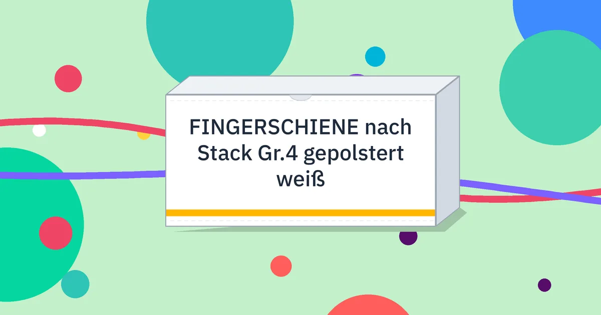 Symbolbild: Packung mit der Aufschrift FINGERSCHIENE nach Stack Gr.4 gepolstert weiß (PZN 07015312) – Verfügbarkeit und Bezug in Apotheken in Frankfurt am Main