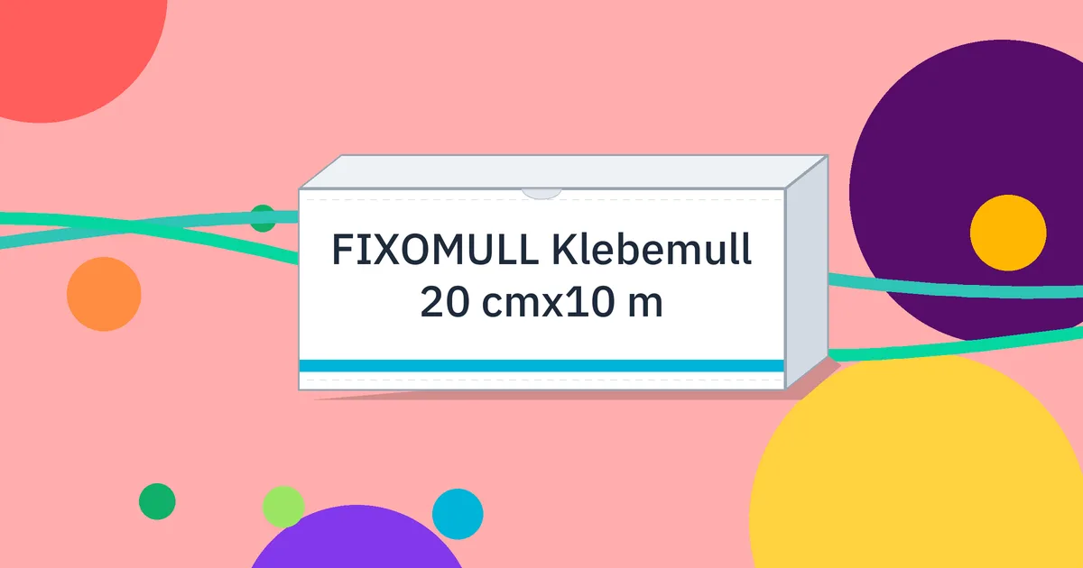 Symbolbild: Packung mit der Aufschrift FIXOMULL Klebemull 20 cmx10 m (PZN 10006765) – Verfügbarkeit und Bezug in Apotheken in Frankfurt am Main