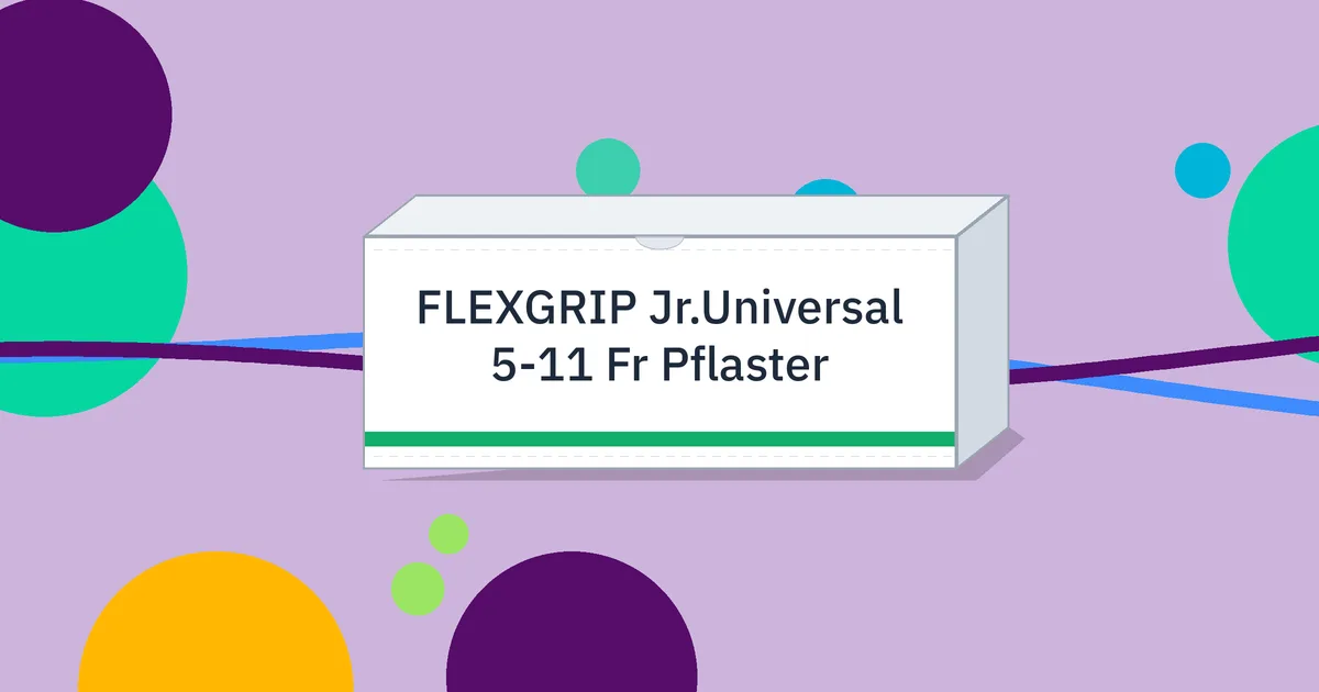 Symbolbild: Packung mit der Aufschrift FLEXGRIP Jr.Universal 5-11 Fr Pflaster (PZN 19922162) – Verfügbarkeit und Bezug in Apotheken in Frankfurt am Main