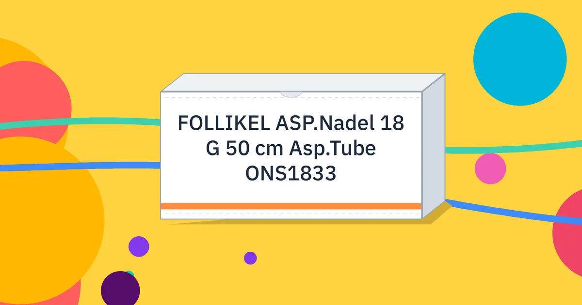 Symbolbild: Packung mit der Aufschrift FOLLIKEL ASP.Nadel 18 G 50 cm Asp.Tube ONS1833 (PZN 19055216) – Verfügbarkeit und Bezug in Apotheken in Frankfurt am Main