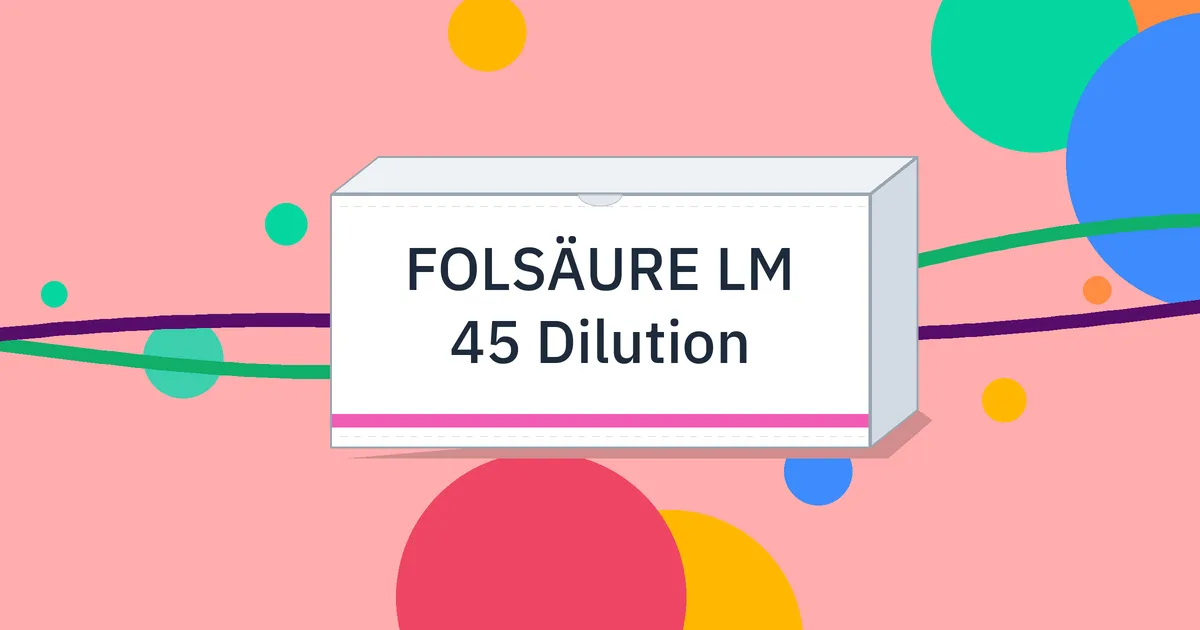 Symbolbild: Packung mit der Aufschrift FOLSÄURE LM 45 Dilution (PZN 12873360) – Verfügbarkeit und Bezug in Apotheken in Frankfurt am Main