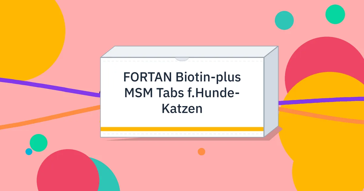 Symbolbild: Packung mit der Aufschrift FORTAN Biotin-plus MSM Tabs f.Hunde-Katzen (PZN 14237929) – Verfügbarkeit und Bezug in Apotheken in Frankfurt am Main