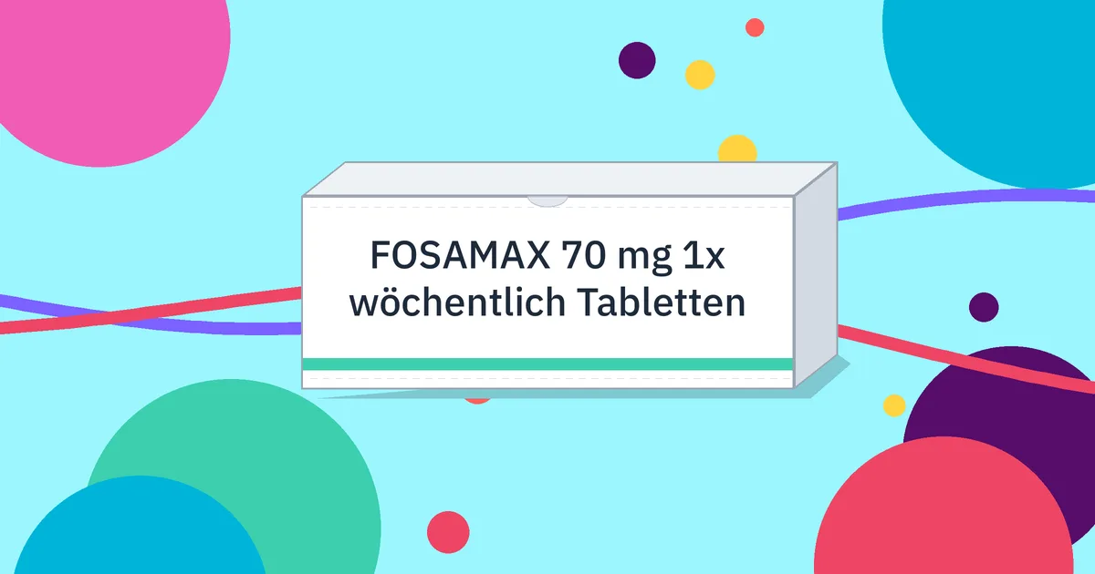Symbolbild: Packung mit der Aufschrift FOSAMAX 70 mg 1x wöchentlich Tabletten (PZN 13248977) – Verfügbarkeit und Bezug in Apotheken in Frankfurt am Main