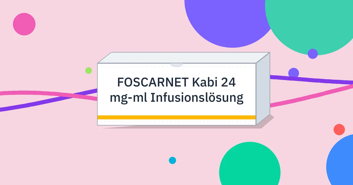 Symbolbild: Packung mit der Aufschrift FOSCARNET Kabi 24 mg-ml Infusionslösung (PZN 17198727) – Verfügbarkeit und Bezug in Apotheken in Frankfurt am Main