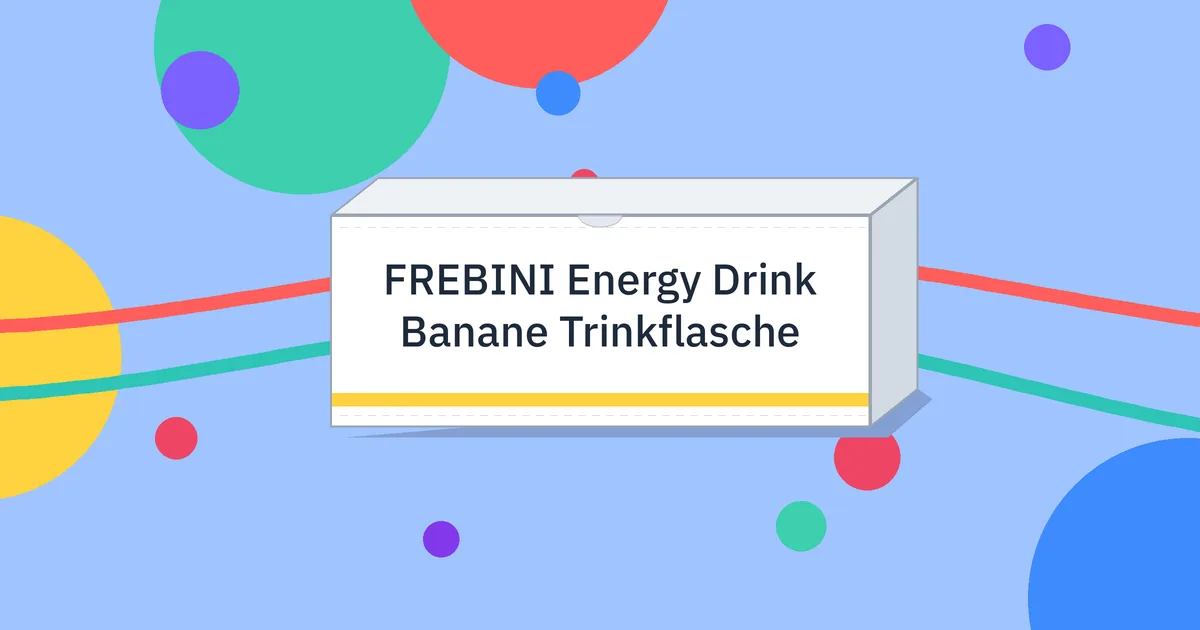Symbolbild: Packung mit der Aufschrift FREBINI Energy Drink Banane Trinkflasche (PZN 09678264) – Verfügbarkeit und Bezug in Apotheken in Frankfurt am Main