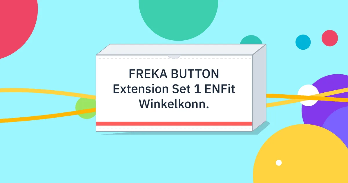 Symbolbild: Packung mit der Aufschrift FREKA BUTTON Extension Set 1 ENFit Winkelkonn. (PZN 11345386) – Verfügbarkeit und Bezug in Apotheken in Frankfurt am Main