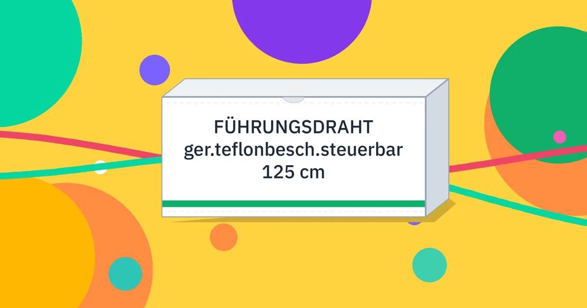 Symbolbild: Packung mit der Aufschrift FÜHRUNGSDRAHT ger.teflonbesch.steuerbar 125 cm (PZN 00444292) – Verfügbarkeit und Bezug in Apotheken in Frankfurt am Main