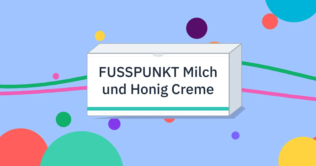 Symbolbild: Packung mit der Aufschrift FUSSPUNKT Milch und Honig Creme (PZN 18843868) – Verfügbarkeit und Bezug in Apotheken in Frankfurt am Main