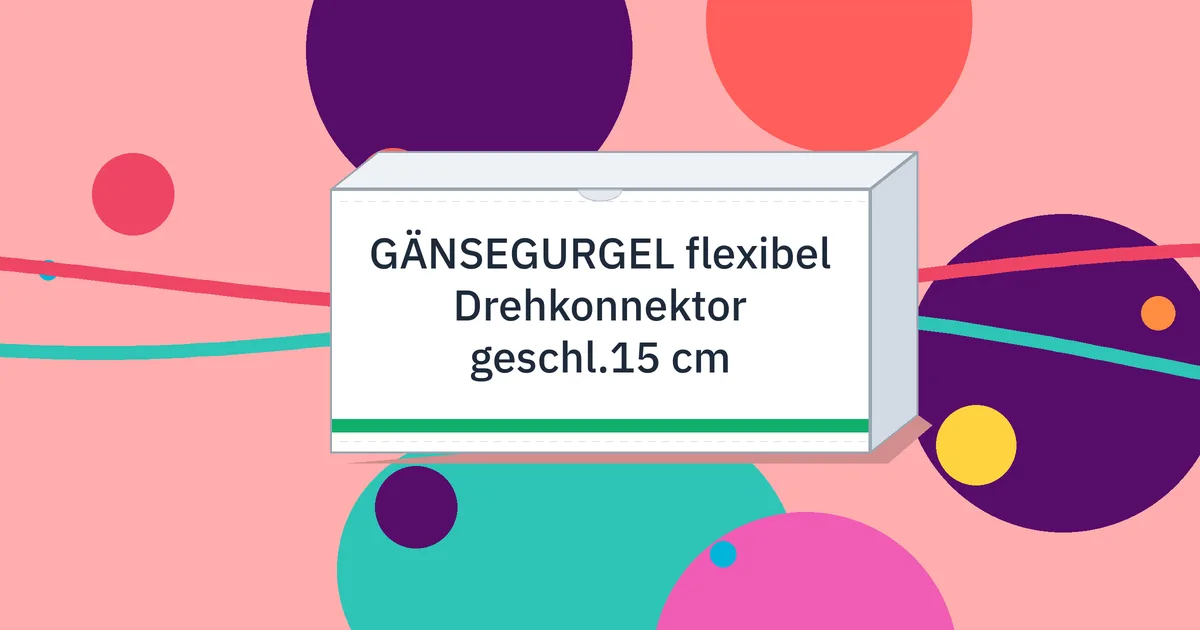 Symbolbild: Packung mit der Aufschrift GÄNSEGURGEL flexibel Drehkonnektor geschl.15 cm (PZN 01404739) – Verfügbarkeit und Bezug in Apotheken in Frankfurt am Main