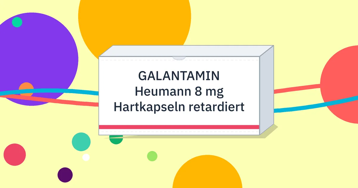 Symbolbild: Packung mit der Aufschrift GALANTAMIN Heumann 8 mg Hartkapseln retardiert (PZN 09632842) – Verfügbarkeit und Bezug in Apotheken in Frankfurt am Main