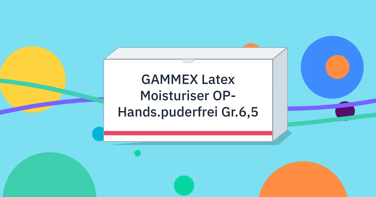 Symbolbild: Packung mit der Aufschrift GAMMEX Latex Moisturiser OP-Hands.puderfrei Gr.6,5 (PZN 11298296) – Verfügbarkeit und Bezug in Apotheken in Frankfurt am Main