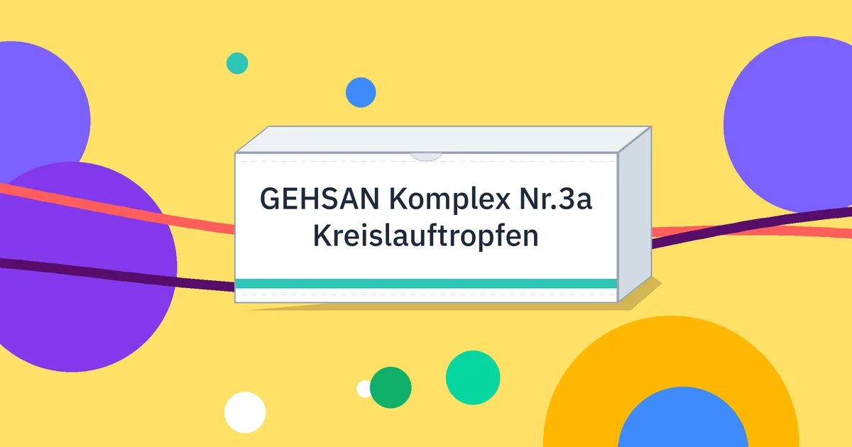 Symbolbild: Packung mit der Aufschrift GEHSAN Komplex Nr.3a Kreislauftropfen (PZN 03818474) – Verfügbarkeit und Bezug in Apotheken in Frankfurt am Main