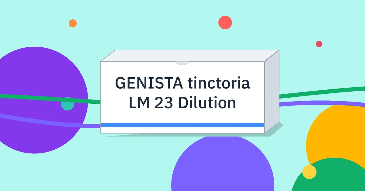 Symbolbild: Packung mit der Aufschrift GENISTA tinctoria LM 23 Dilution (PZN 13499573) – Verfügbarkeit und Bezug in Apotheken in Frankfurt am Main