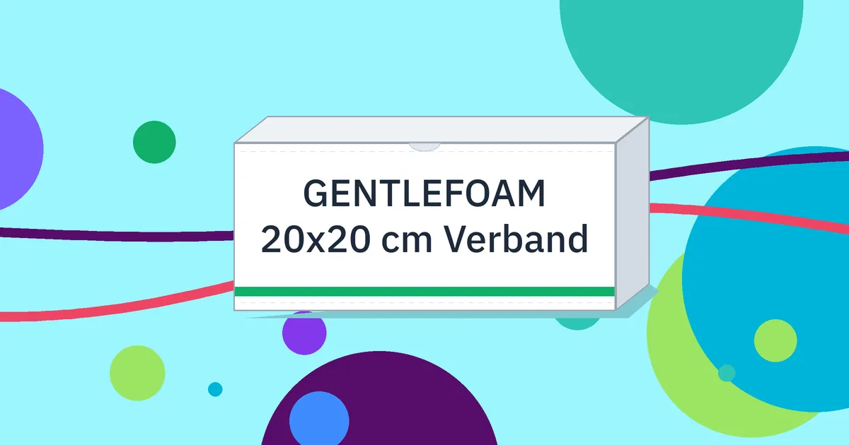 Symbolbild: Packung mit der Aufschrift GENTLEFOAM 20x20 cm Verband (PZN 19721038) – Verfügbarkeit und Bezug in Apotheken in Frankfurt am Main