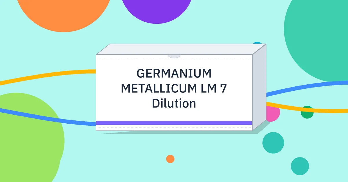 Symbolbild: Packung mit der Aufschrift GERMANIUM METALLICUM LM 7 Dilution (PZN 12877116) – Verfügbarkeit und Bezug in Apotheken in Frankfurt am Main