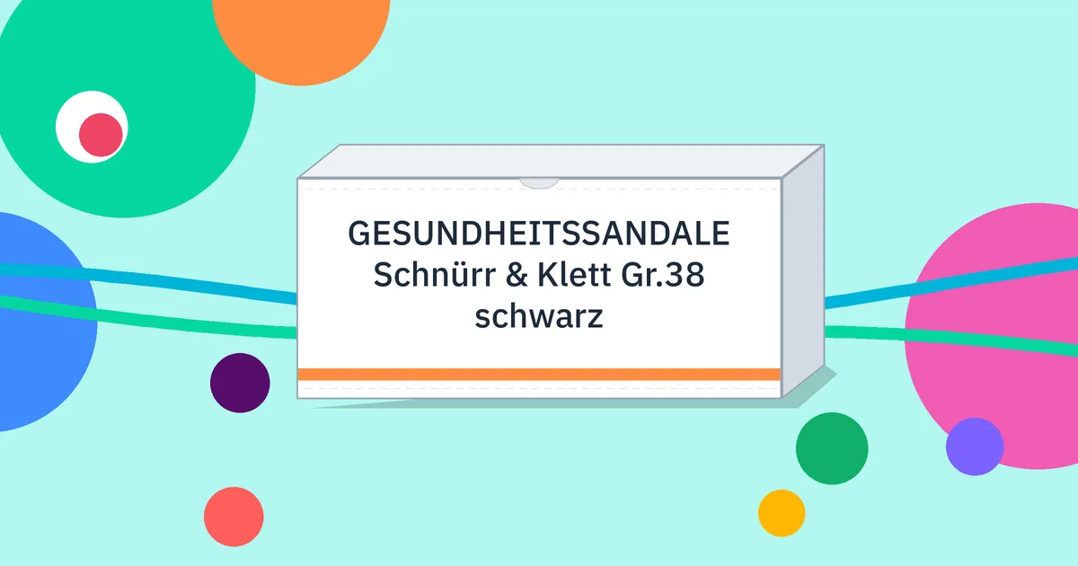 Symbolbild: Packung mit der Aufschrift GESUNDHEITSSANDALE Schnürr & Klett Gr.38 schwarz (PZN 13921090) – Verfügbarkeit und Bezug in Apotheken in Frankfurt am Main