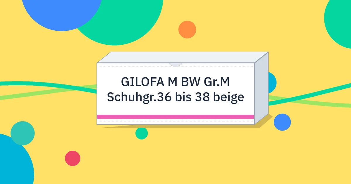 Symbolbild: Packung mit der Aufschrift GILOFA M BW Gr.M Schuhgr.36 bis 38 beige (PZN 16724728) – Verfügbarkeit und Bezug in Apotheken in Frankfurt am Main