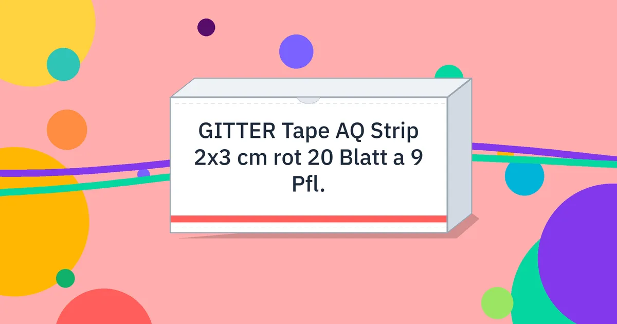 Symbolbild: Packung mit der Aufschrift GITTER Tape AQ Strip 2x3 cm rot 20 Blatt a 9 Pfl. (PZN 09539195) – Verfügbarkeit und Bezug in Apotheken in Frankfurt am Main