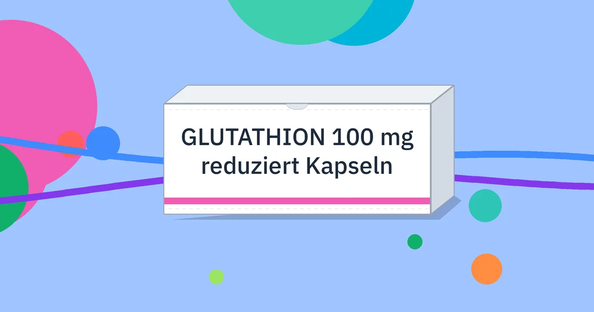 Symbolbild: Packung mit der Aufschrift GLUTATHION 100 mg reduziert Kapseln (PZN 10092084) – Verfügbarkeit und Bezug in Apotheken in Frankfurt am Main