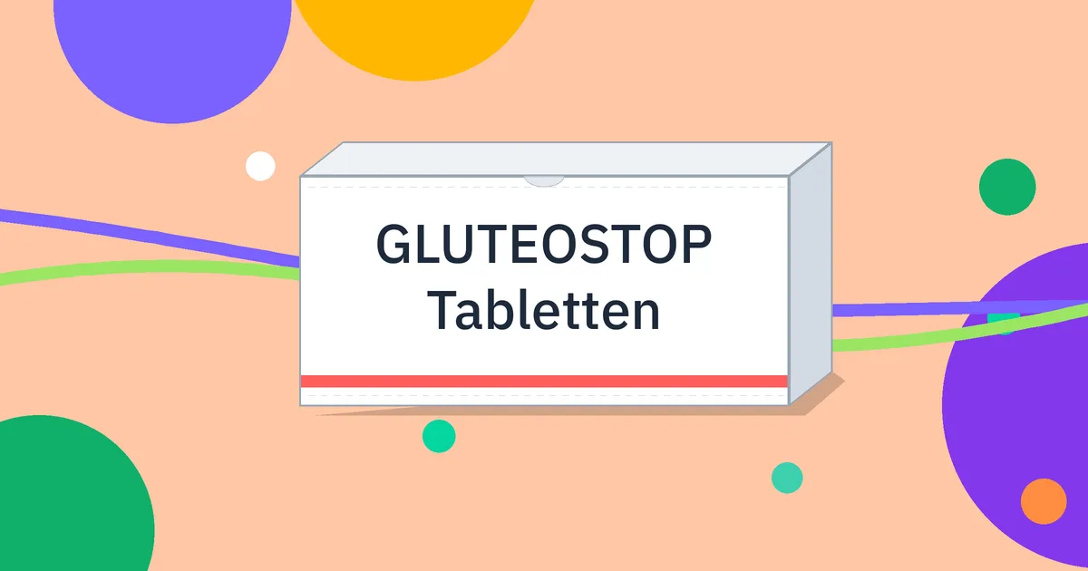 Symbolbild: Packung mit der Aufschrift GLUTEOSTOP Tabletten (PZN 14184771) – Verfügbarkeit und Bezug in Apotheken in Frankfurt am Main