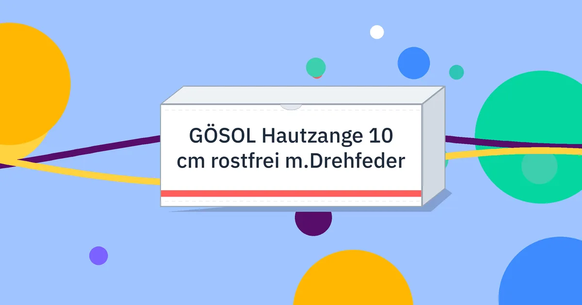 Symbolbild: Packung mit der Aufschrift GÖSOL Hautzange 10 cm rostfrei m.Drehfeder (PZN 16774465) – Verfügbarkeit und Bezug in Apotheken in Frankfurt am Main