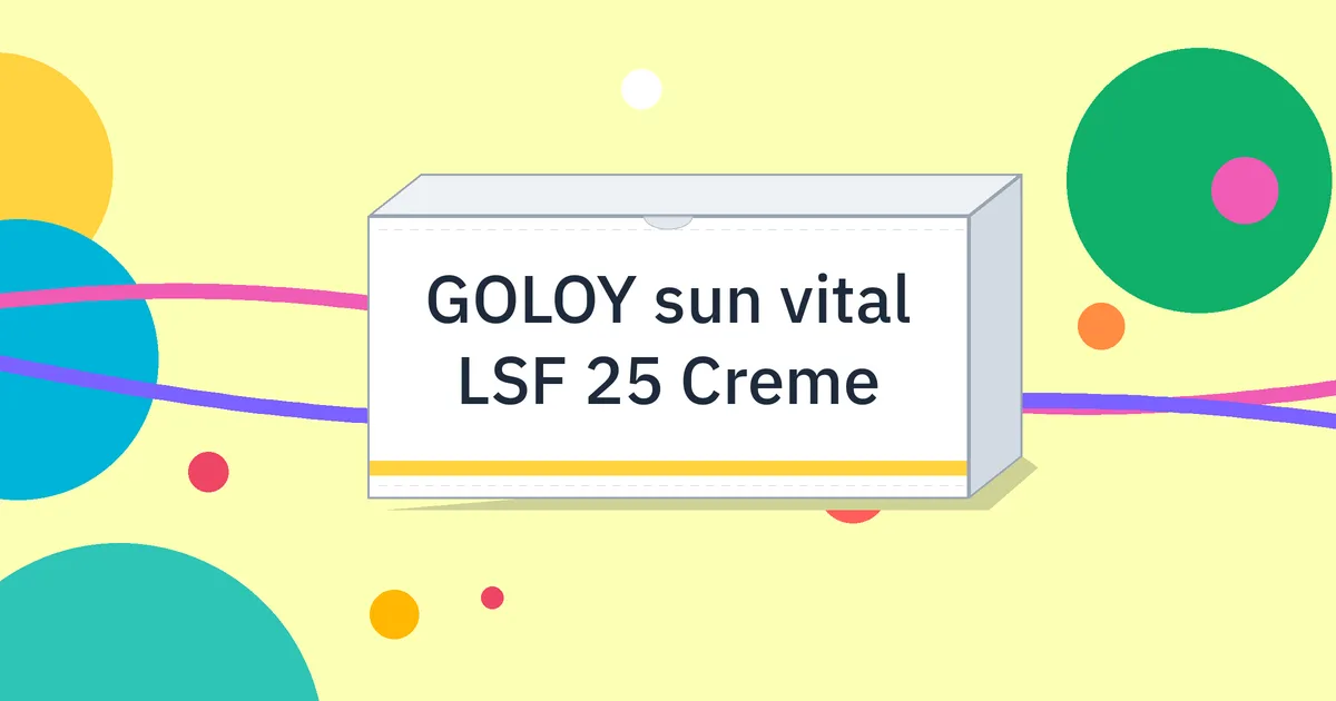 Symbolbild: Packung mit der Aufschrift GOLOY sun vital LSF 25 Creme (PZN 06817311) – Verfügbarkeit und Bezug in Apotheken in Frankfurt am Main