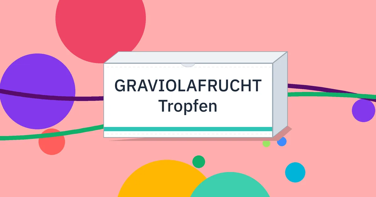 Symbolbild: Packung mit der Aufschrift GRAVIOLAFRUCHT Tropfen (PZN 16674143) – Verfügbarkeit und Bezug in Apotheken in Frankfurt am Main