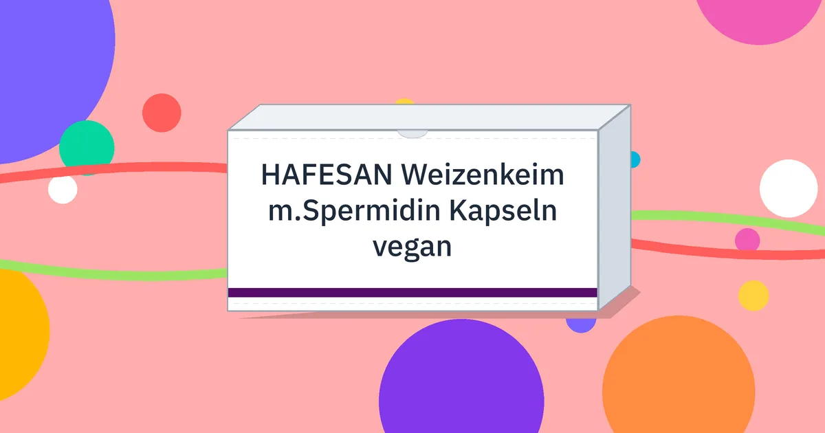 Symbolbild: Packung mit der Aufschrift HAFESAN Weizenkeim m.Spermidin Kapseln vegan (PZN 18154815) – Verfügbarkeit und Bezug in Apotheken in Frankfurt am Main