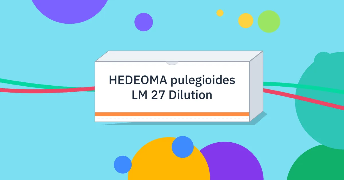 Symbolbild: Packung mit der Aufschrift HEDEOMA pulegioides LM 27 Dilution (PZN 13551368) – Verfügbarkeit und Bezug in Apotheken in Frankfurt am Main