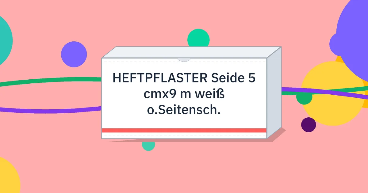 Symbolbild: Packung mit der Aufschrift HEFTPFLASTER Seide 5 cmx9 m weiß o.Seitensch. (PZN 10180150) – Verfügbarkeit und Bezug in Apotheken in Frankfurt am Main