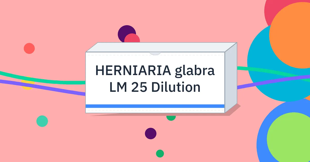 Symbolbild: Packung mit der Aufschrift HERNIARIA glabra LM 25 Dilution (PZN 13553189) – Verfügbarkeit und Bezug in Apotheken in Frankfurt am Main