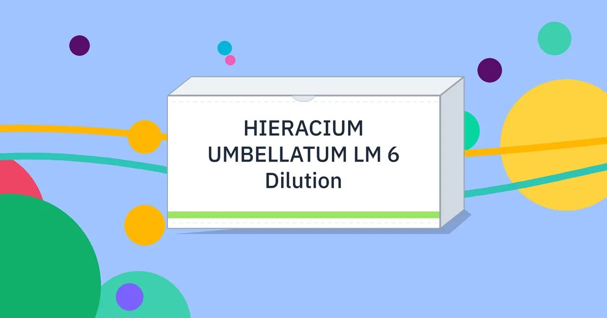 Symbolbild: Packung mit der Aufschrift HIERACIUM UMBELLATUM LM 6 Dilution (PZN 13553858) – Verfügbarkeit und Bezug in Apotheken in Frankfurt am Main
