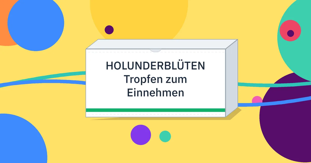 Symbolbild: Packung mit der Aufschrift HOLUNDERBLÜTEN Tropfen zum Einnehmen (PZN 11365704) – Verfügbarkeit und Bezug in Apotheken in Frankfurt am Main