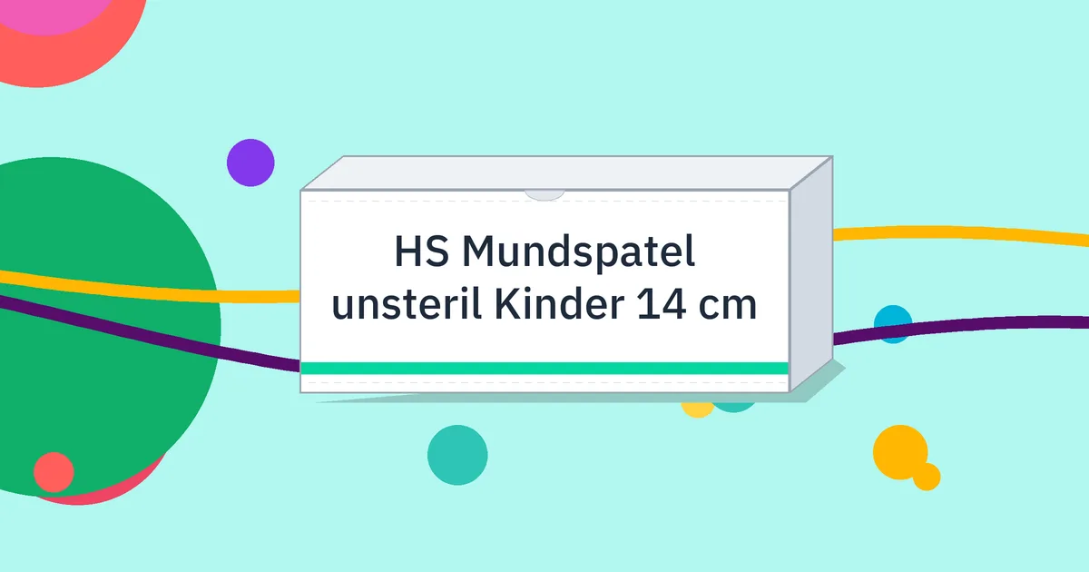 Symbolbild: Packung mit der Aufschrift HS Mundspatel unsteril Kinder 14 cm (PZN 18319937) – Verfügbarkeit und Bezug in Apotheken in Frankfurt am Main