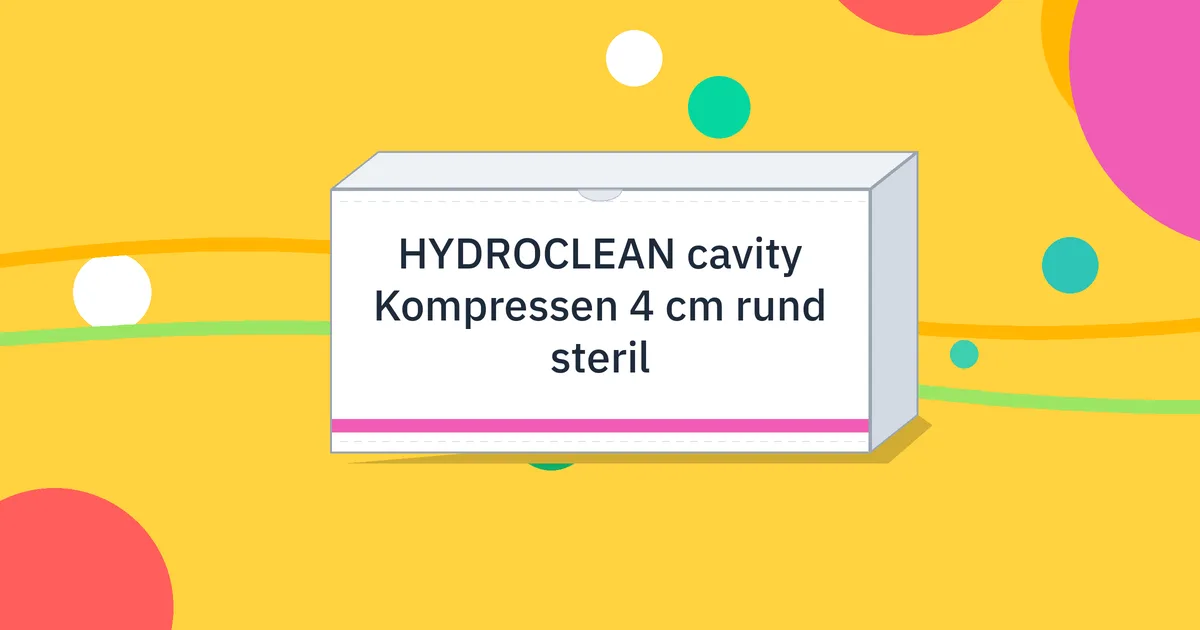 Symbolbild: Packung mit der Aufschrift HYDROCLEAN cavity Kompressen 4 cm rund steril (PZN 18226443) – Verfügbarkeit und Bezug in Apotheken in Frankfurt am Main