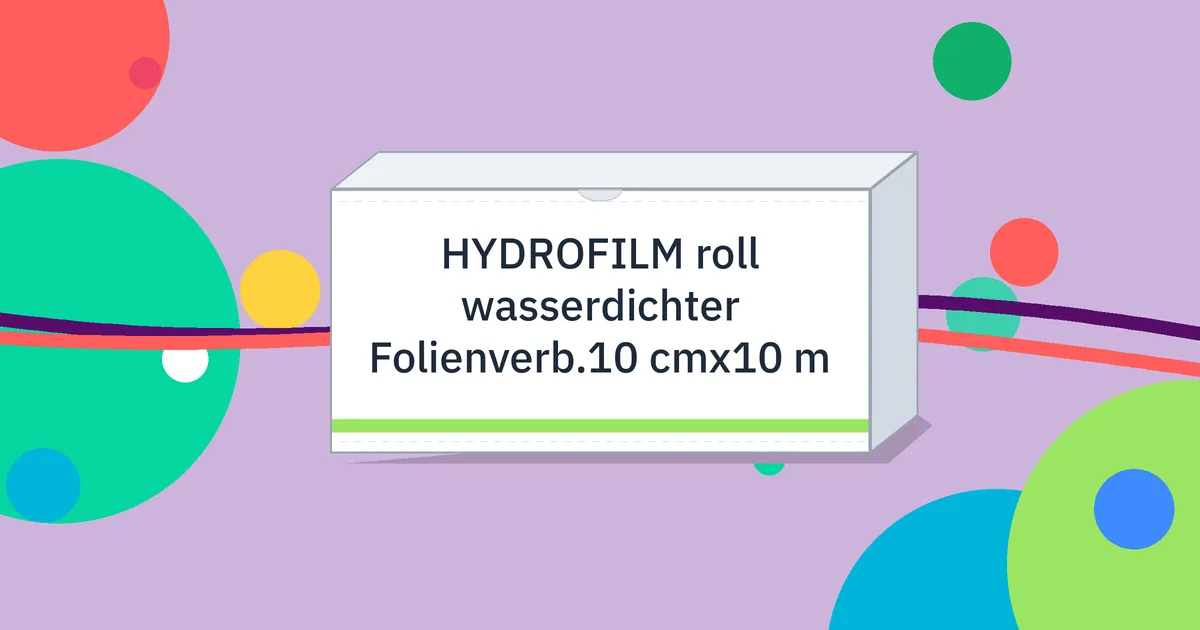 Symbolbild: Packung mit der Aufschrift HYDROFILM roll wasserdichter Folienverb.10 cmx10 m (PZN 12594424) – Verfügbarkeit und Bezug in Apotheken in Frankfurt am Main