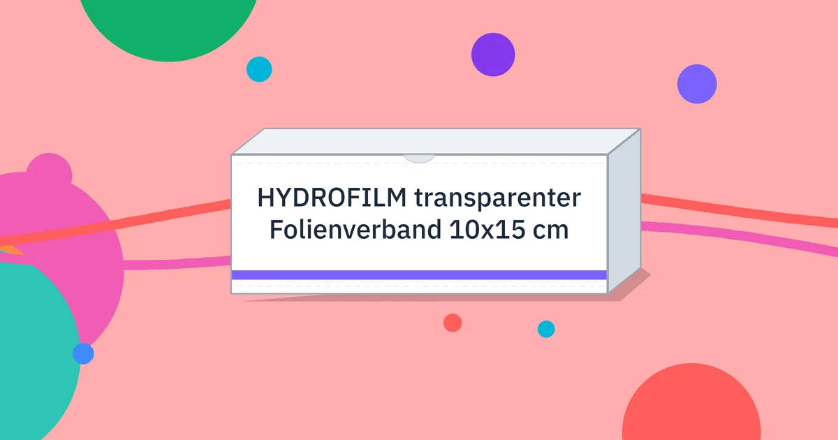 Symbolbild: Packung mit der Aufschrift HYDROFILM transparenter Folienverband 10x15 cm (PZN 17206071) – Verfügbarkeit und Bezug in Apotheken in Frankfurt am Main