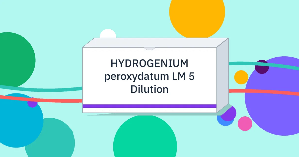 Symbolbild: Packung mit der Aufschrift HYDROGENIUM peroxydatum LM 5 Dilution (PZN 13557135) – Verfügbarkeit und Bezug in Apotheken in Frankfurt am Main
