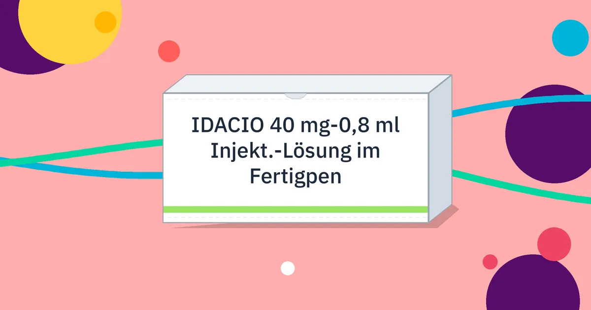 Symbolbild: Packung mit der Aufschrift IDACIO 40 mg-0,8 ml Injekt.-Lösung im Fertigpen (PZN 19117785) – Verfügbarkeit und Bezug in Apotheken in Frankfurt am Main