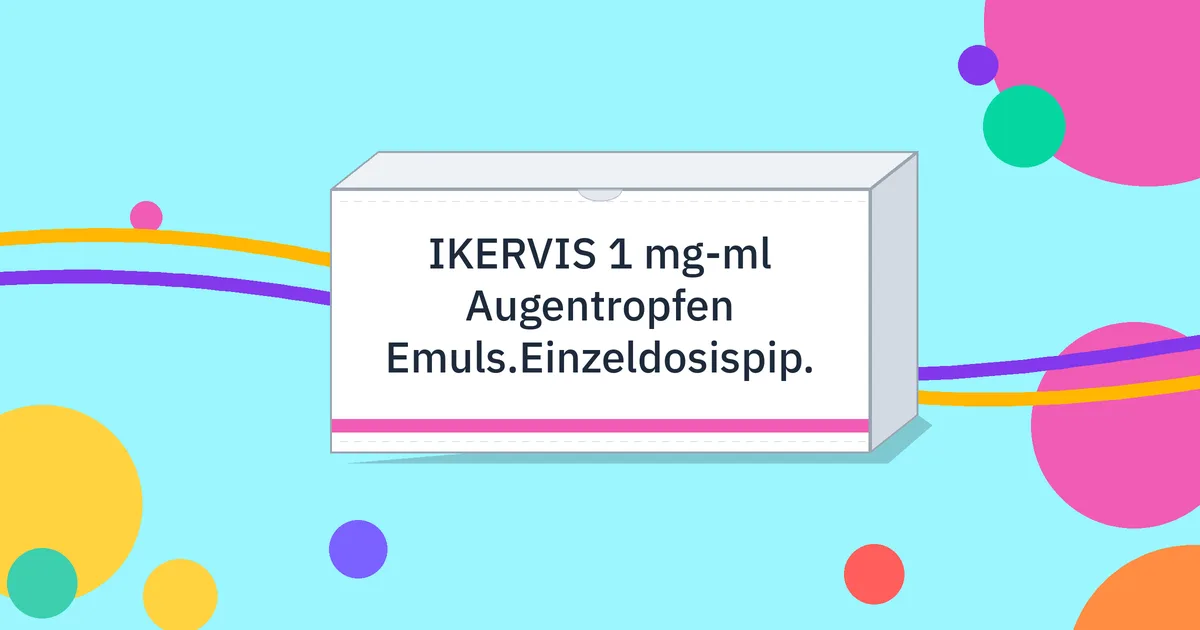 Symbolbild: Packung mit der Aufschrift IKERVIS 1 mg-ml Augentropfen Emuls.Einzeldosispip. (PZN 19923693) – Verfügbarkeit und Bezug in Apotheken in Frankfurt am Main