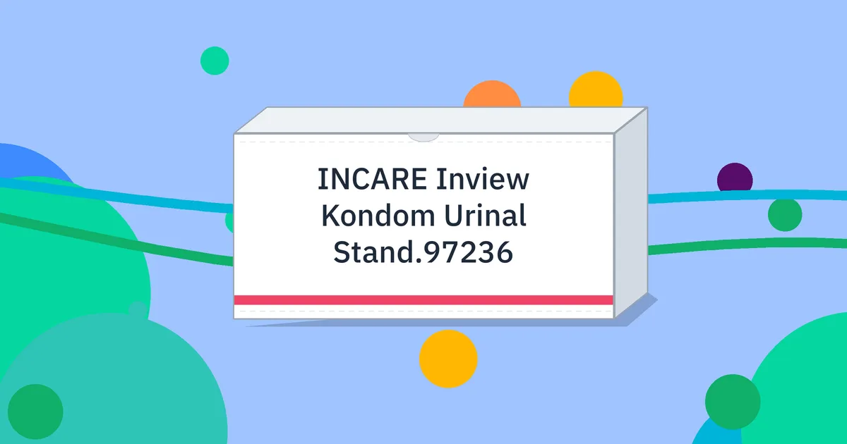 Symbolbild: Packung mit der Aufschrift INCARE Inview Kondom Urinal Stand.97236 (PZN 02185191) – Verfügbarkeit und Bezug in Apotheken in Frankfurt am Main