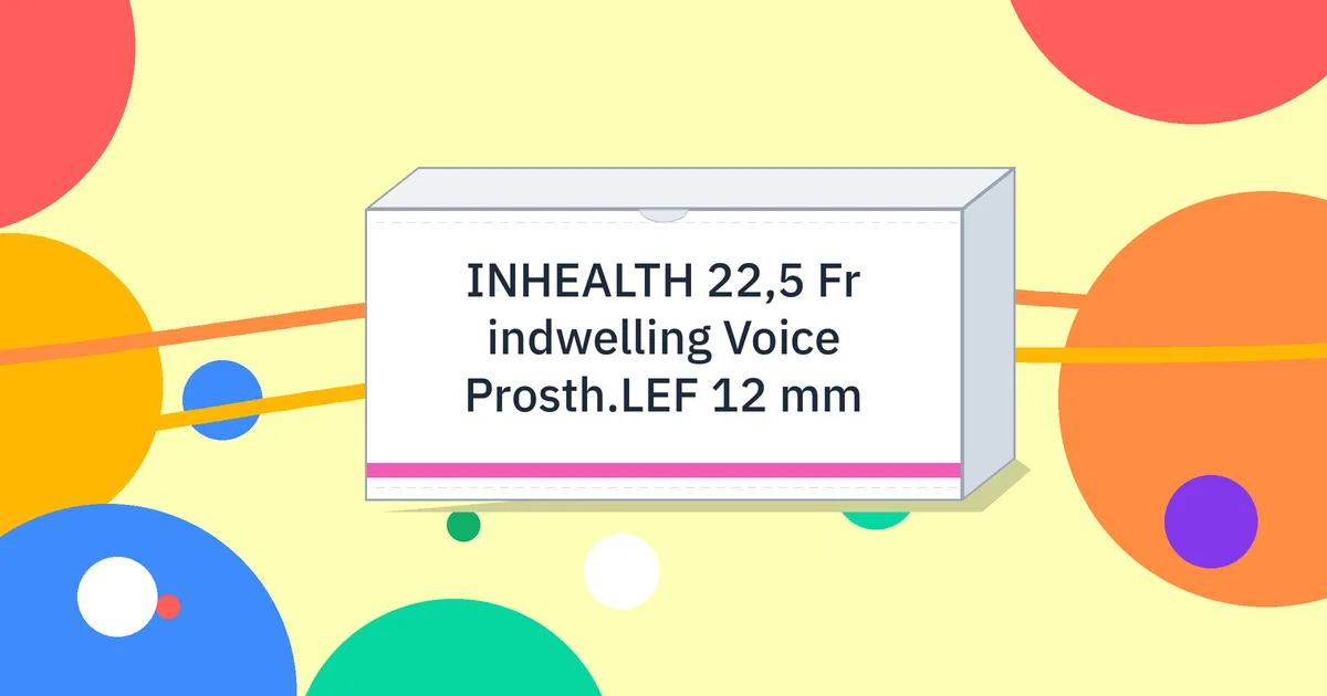 Symbolbild: Packung mit der Aufschrift INHEALTH 22,5 Fr indwelling Voice Prosth.LEF 12 mm (PZN 17932995) – Verfügbarkeit und Bezug in Apotheken in Frankfurt am Main