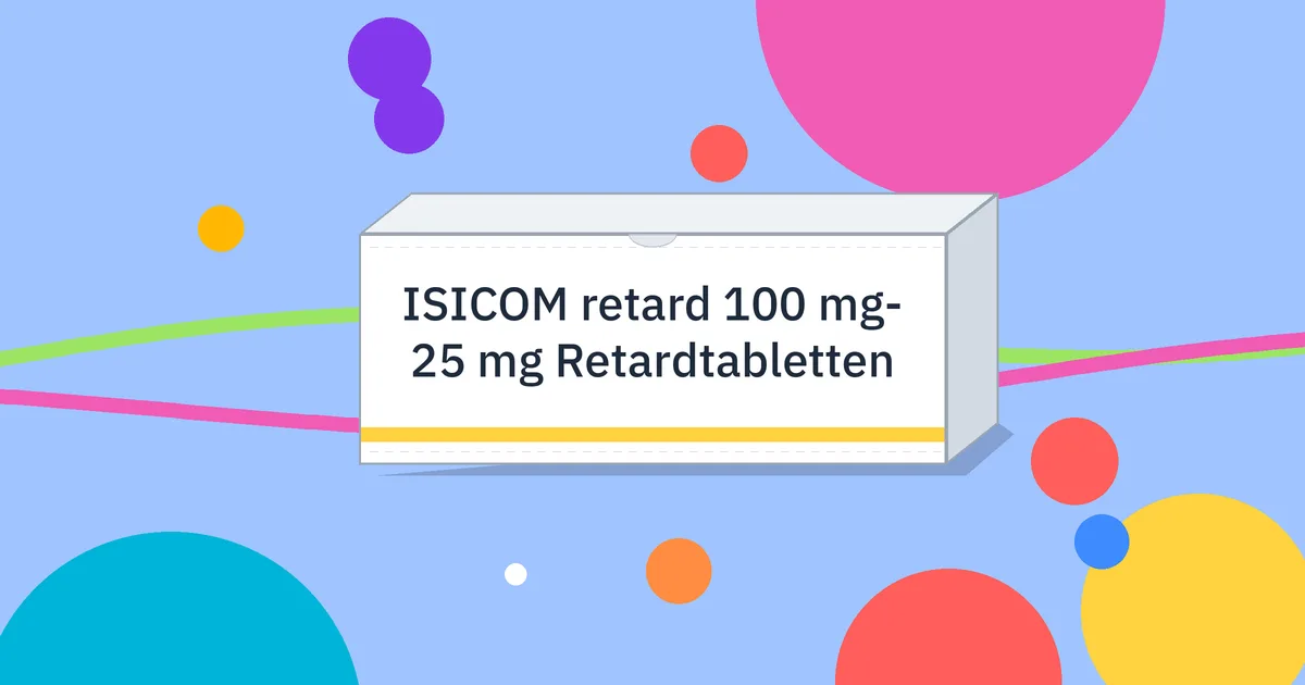 Symbolbild: Packung mit der Aufschrift ISICOM retard 100 mg-25 mg Retardtabletten (PZN 09614206) – Verfügbarkeit und Bezug in Apotheken in Frankfurt am Main