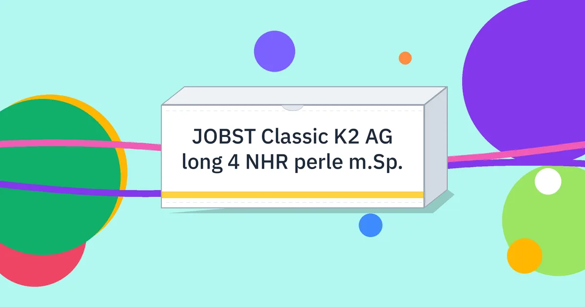 Symbolbild: Packung mit der Aufschrift JOBST Classic K2 AG long 4 NHR perle m.Sp. (PZN 10726726) – Verfügbarkeit und Bezug in Apotheken in Frankfurt am Main